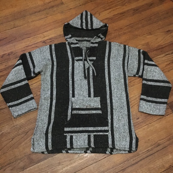 Shirts | Small Mens Black White Woven Drawstring Hoodie Beach Surf ...